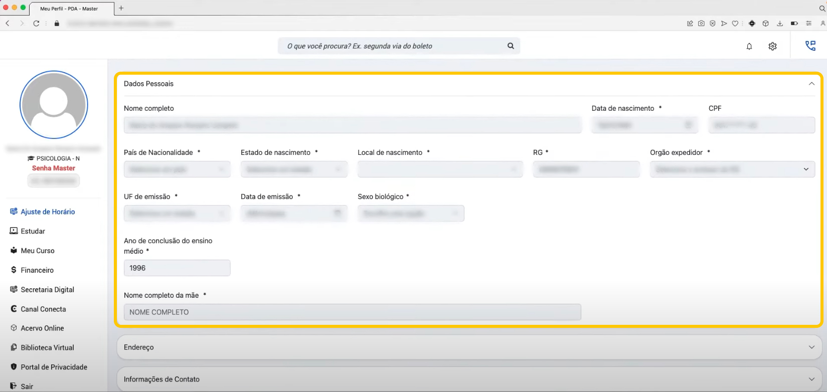 Quais são os passos necessários para o primeiro acesso ao Portal do Aluno?